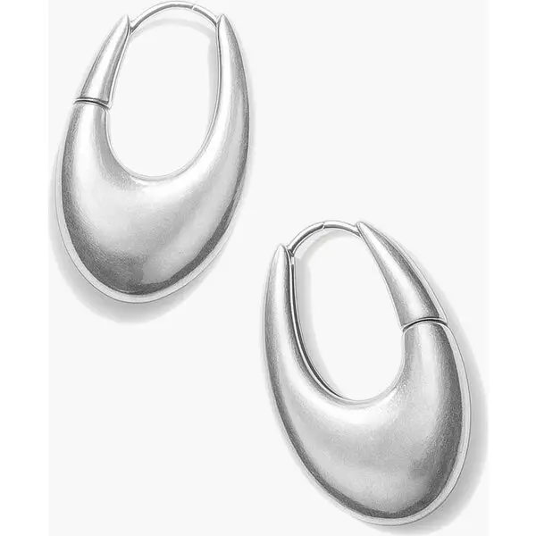 YOJ Eclipse Midi Hoops In Brushed - Silver