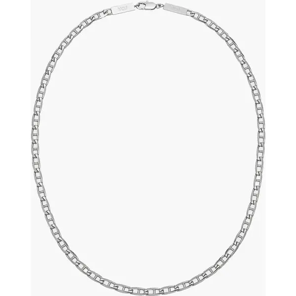 YOJ Plated Figaro Cut Chain Necklace - Silver