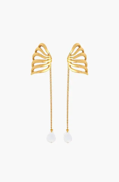 YOJ Travro Drop Stud Earring With Crystal Chain