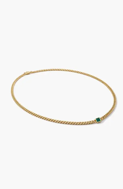 YOJ Malachite Stone Curb Chain Necklace