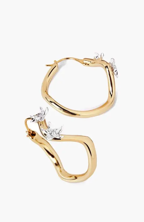 YOJ Calino Hoop Earrings With Floral Accents - Gold