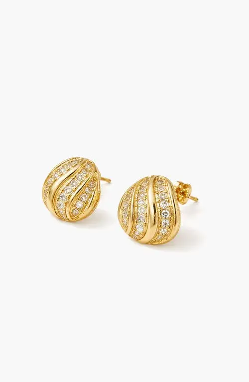 YOJ Twerti Pave Midi Stud Earrings