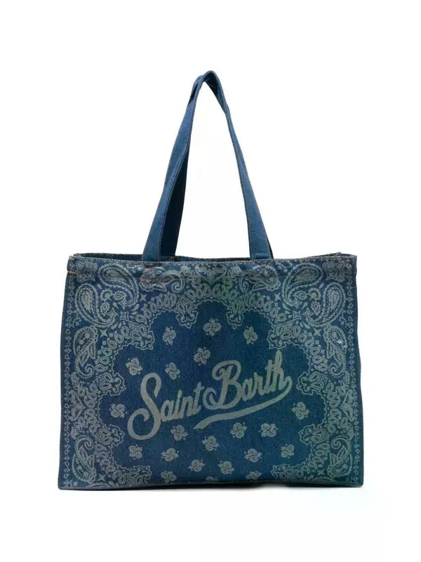MC2 SAINT BARTH Paisley-print Logo Tote Bag - Blue