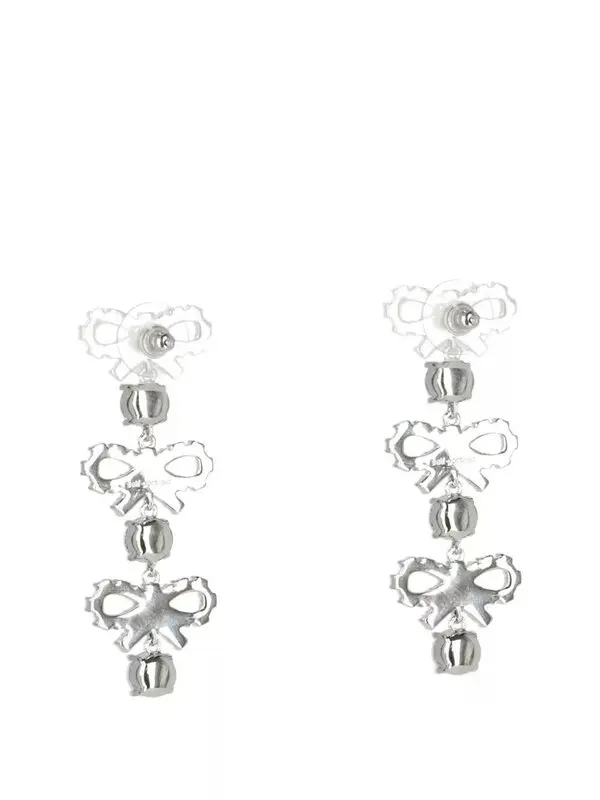 SELF-PORTRAIT Crystal-embellished Bow Drop Earrings - Silver