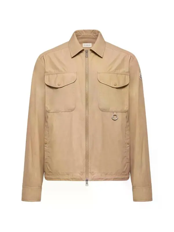 Moncler Cotton Poplin Zip-up Jacket - Neutrals