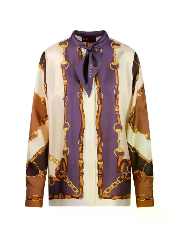 Gucci Printed Silk Shirt - Neutrals