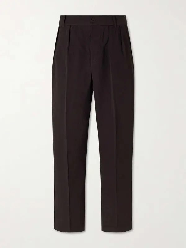 KAPTAIN SUNSHINE Straight-leg Cotton And Linen-blend Trousers - Brown