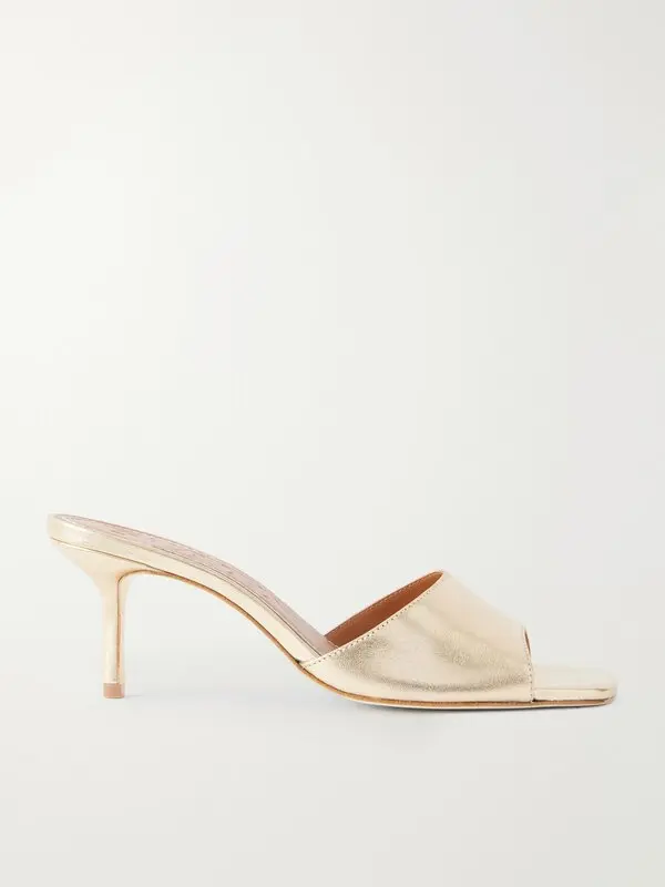 Staud Bea Metallic-leather Mules - Gold
