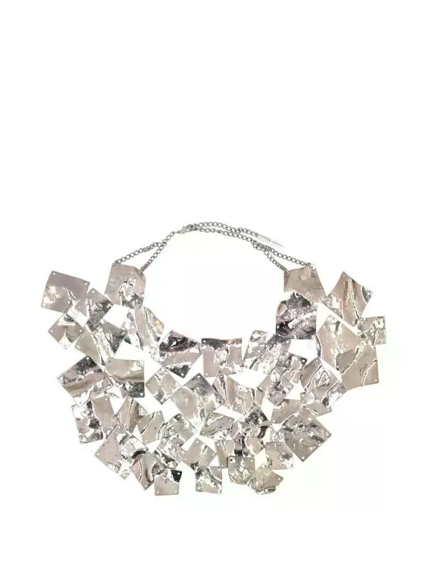 Costume National Hammered-effect Square-link Necklace