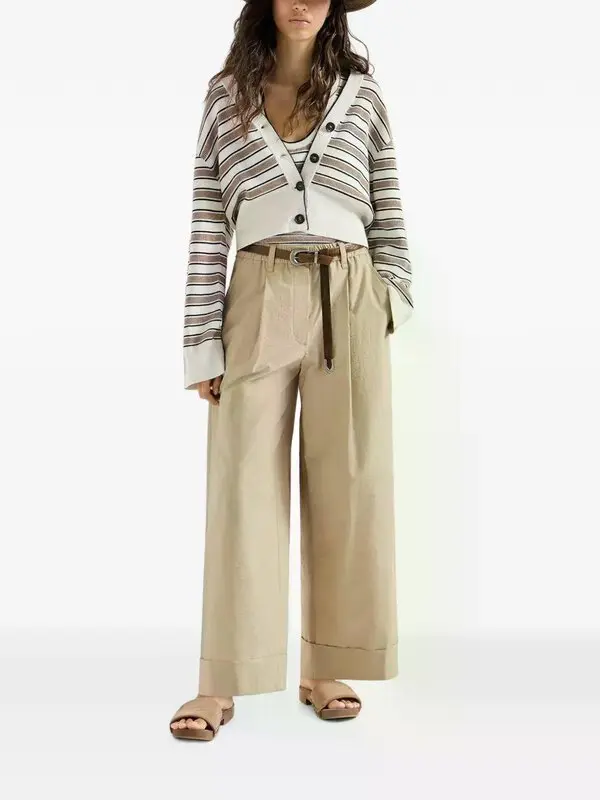 Brunello Cucinelli Striped Cotton Knit Top - Neutrals