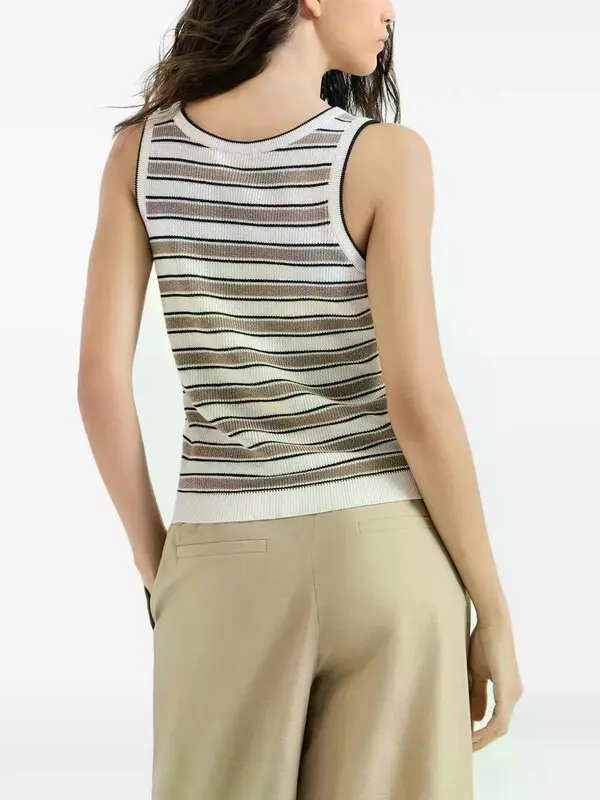 Brunello Cucinelli Striped Cotton Knit Top - Neutrals