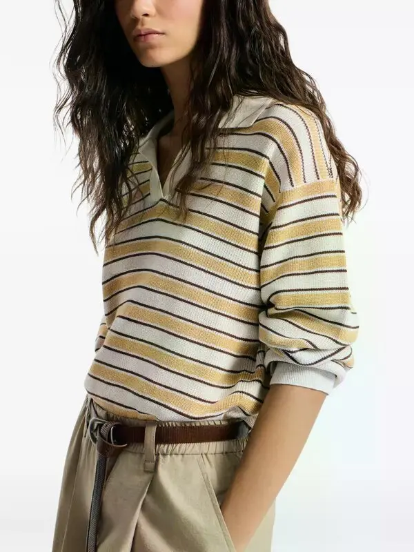 Brunello Cucinelli Cotton Knit Striped Polo