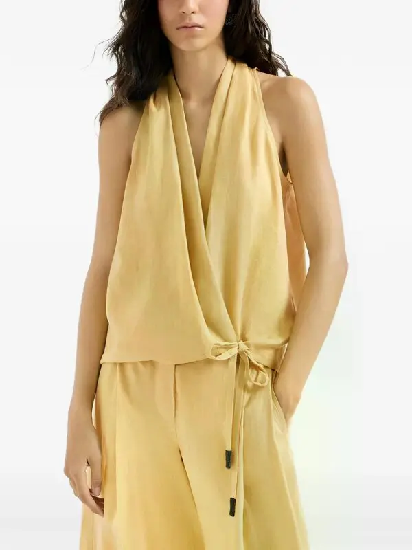 Brunello Cucinelli Linen Wrap Vest - Yellow
