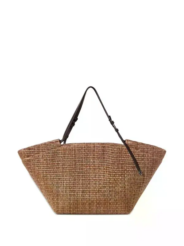 Brunello Cucinelli Large Pannier In Techno Cotton Raffia Bag - Brown