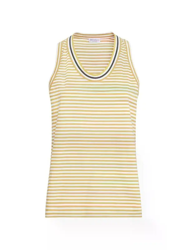 Brunello Cucinelli Striped Jersey Top - Yellow