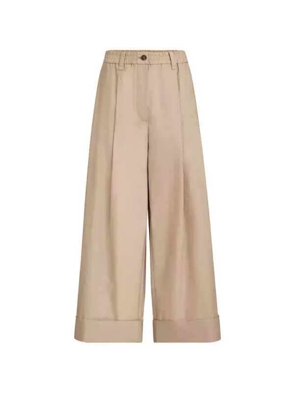Brunello Cucinelli Techno Cotton Poplin Pleated Trousers - Neutrals