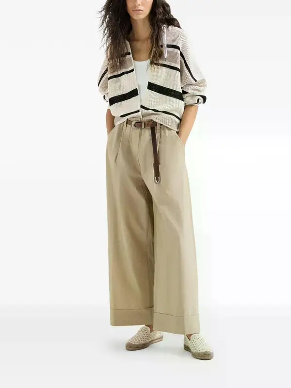 Brunello Cucinelli Techno Cotton Poplin Pleated Trousers - Neutrals
