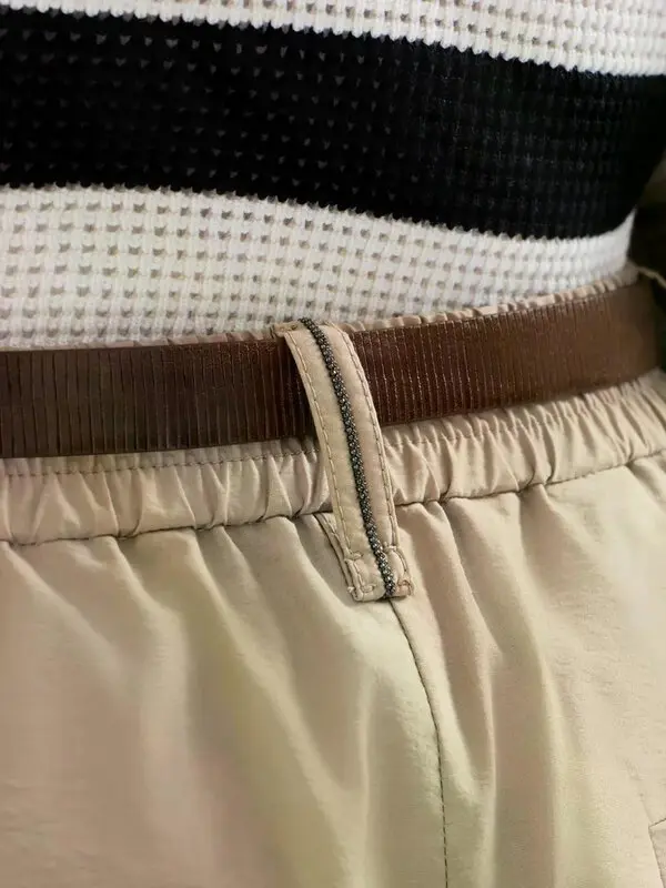 Brunello Cucinelli Techno Cotton Poplin Pleated Trousers - Neutrals