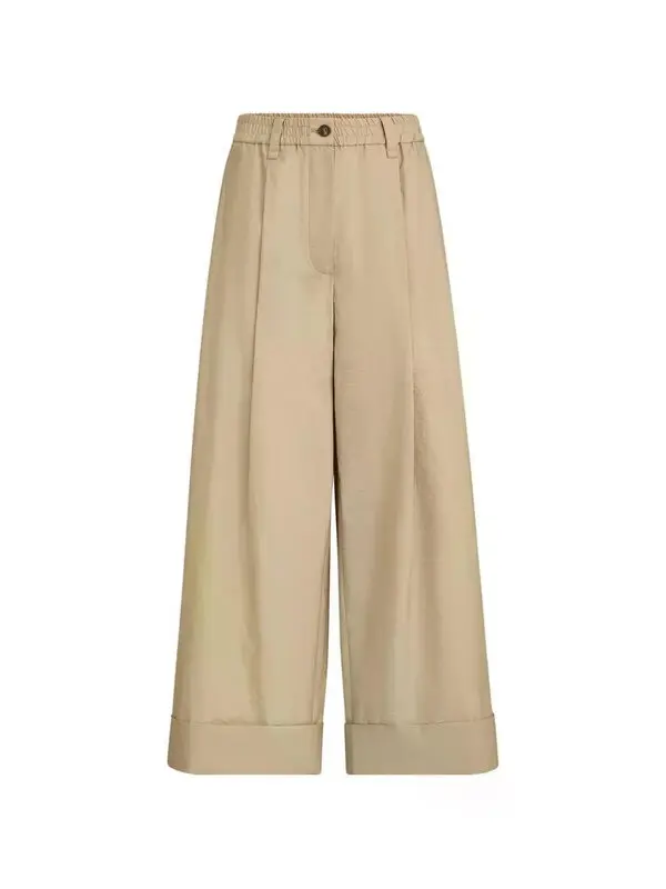 Brunello Cucinelli Techno Cotton Poplin Pleated Trousers - Neutrals