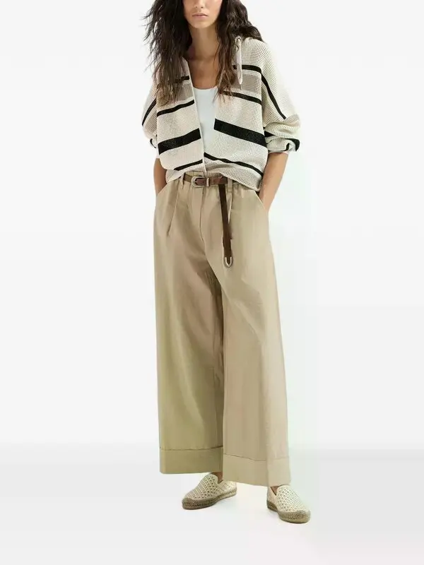 Brunello Cucinelli Techno Cotton Poplin Pleated Trousers - Neutrals