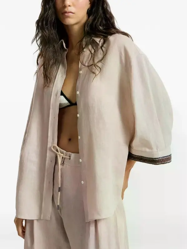 Brunello Cucinelli Linen Shirt With Cuffed Sleeves