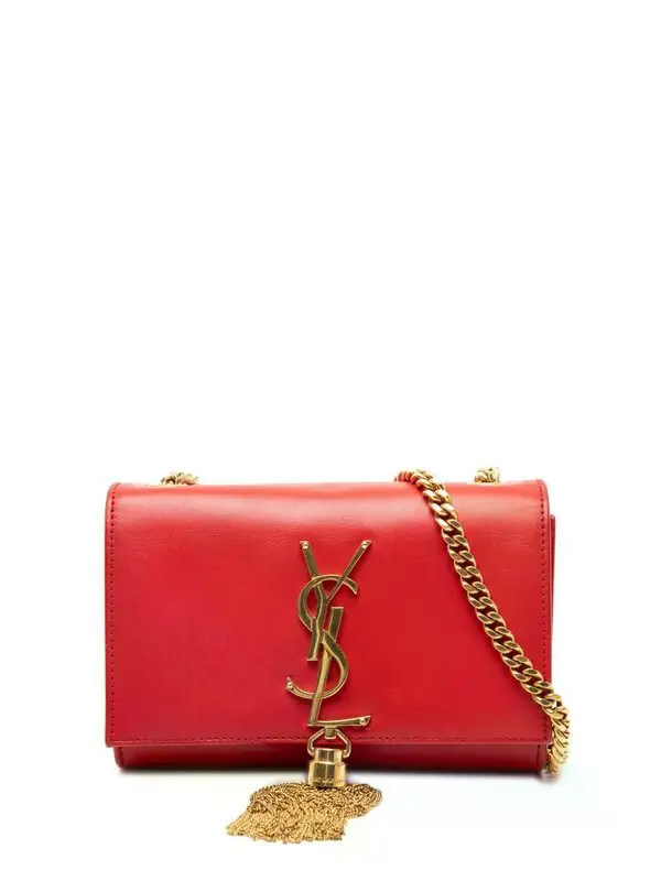 Saint Laurent 2014 Small Smooth Calfskin Monogram Kate Tassel Crossbody Bag - Red