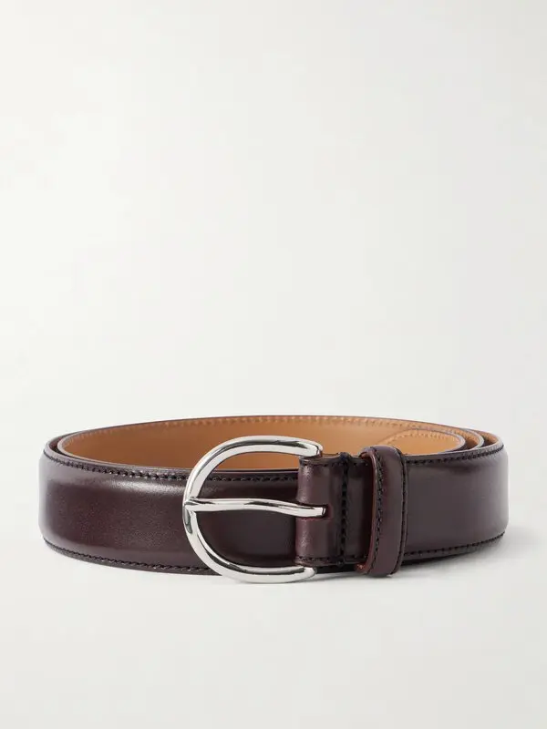 MORJAS 3cm Leather Belt - Burgundy