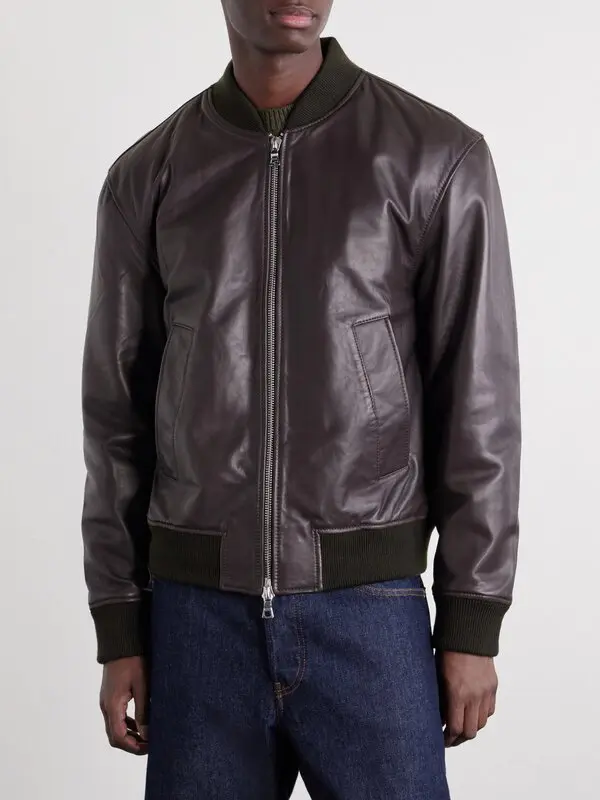 Officine Générale Maony Leather Bomber Jacket