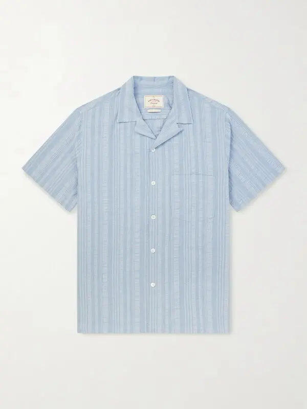 Portuguese Flannel Prana Camp-collar Striped Cotton Shirt