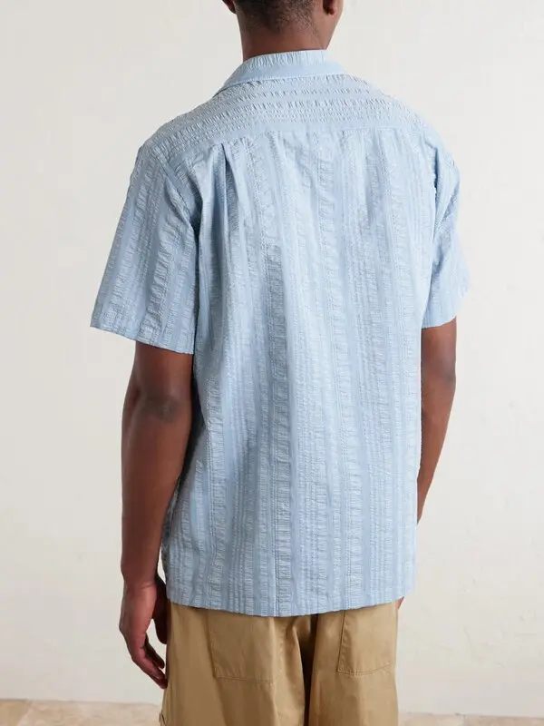 Portuguese Flannel Prana Camp-collar Striped Cotton Shirt