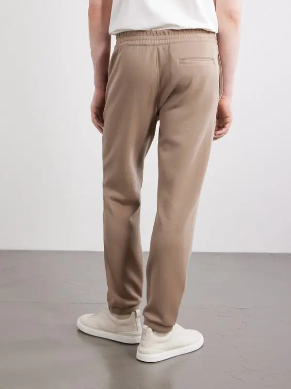 Zegna Straight-leg Honeycomb-knit Cotton, Wool And Silk-blend Sweatpants - Brown