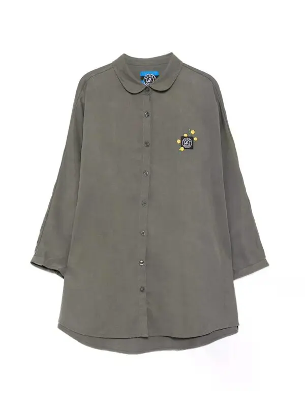 AGNES B. Flower Embroidered Cape Effect Shirt