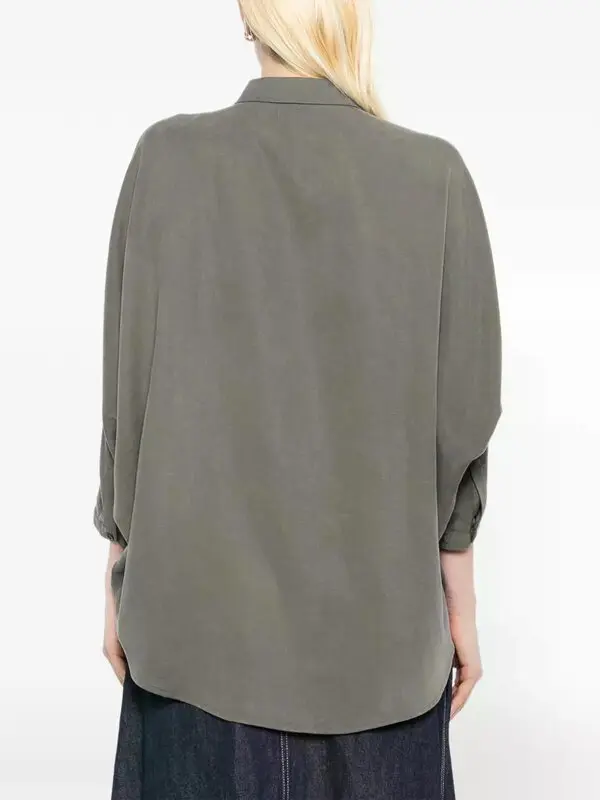AGNES B. Flower Embroidered Cape Effect Shirt