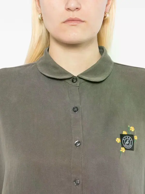AGNES B. Flower Embroidered Cape Effect Shirt