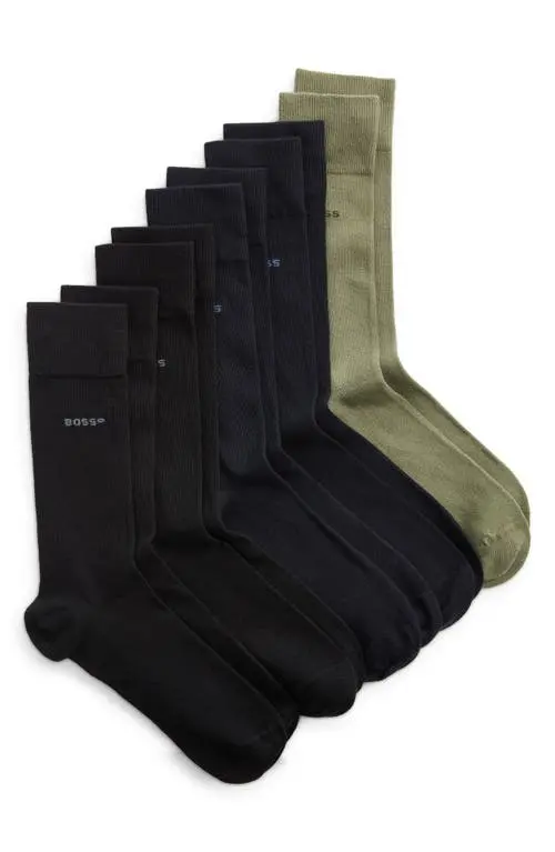 BOSS Assorted Solid Cotton Blend Dress Socks 5 Pack - Black Multi Assorted