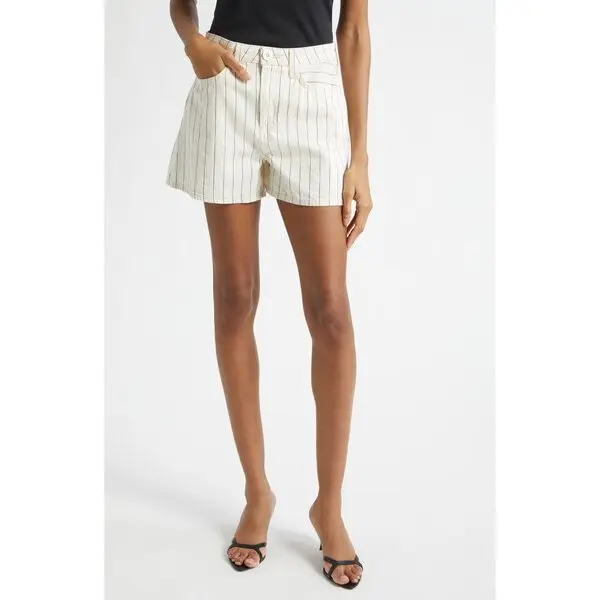 L'Agence Lissania Pinstripe Shorts - Ecru/navy Stripe