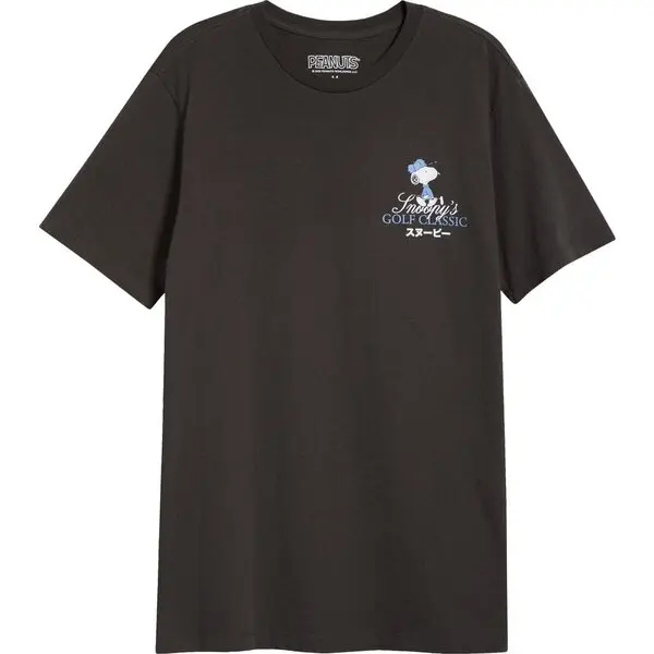 THE FORECAST AGENCY Peanuts® Tokyo Golf Graphic Cotton T-shirt - Black
