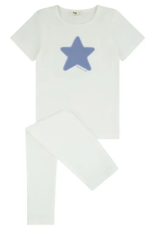 NOGGIWEAR Short Sleeve Heart Star Loungewear Set - Ivory Blue Star