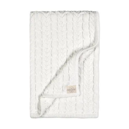 HOPE & HENRY 0 Organic Cable Knit Baby Blanket - Soft White Cable