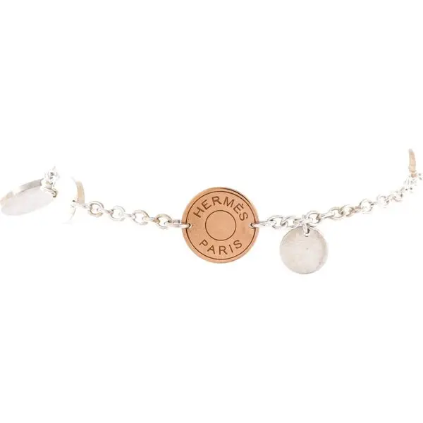 Hermès Ex-libris Bracelet Sterling With 18k Rose Gold - Silver