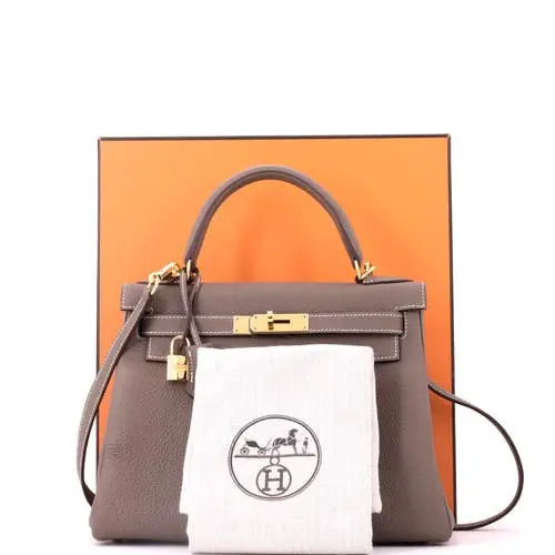 Hermès Kelly Handbag Togo With Gold Hardware 28 - Grey