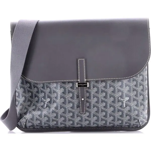 Goyard Coursier Messenger Bag Coated Canvas And Leather - Gray