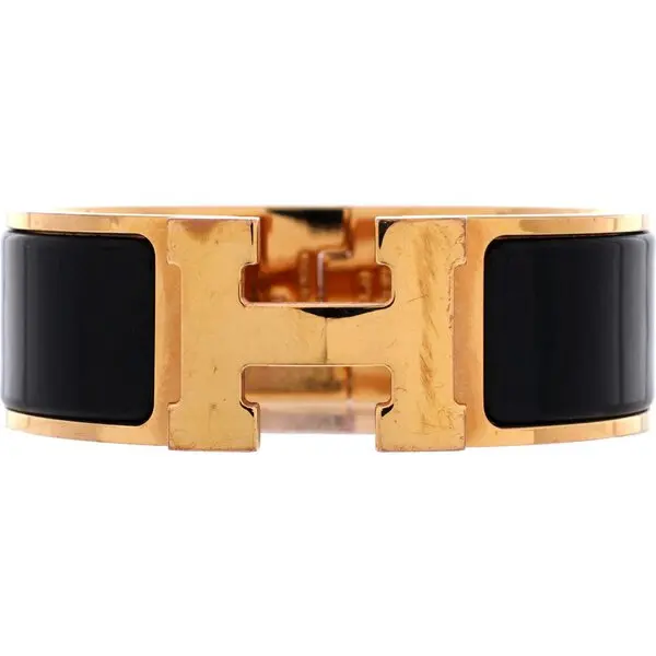 Hermès Clic H Enamel Wide Bracelet - Gold