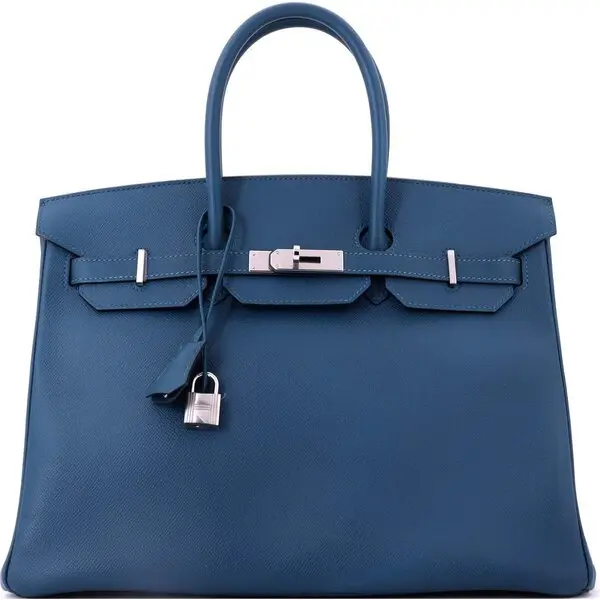 Hermès Birkin Handbag Blue Epsom With Palladium Hardware 35 - Bleu Tempete
