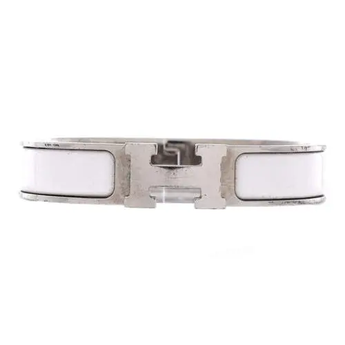 Hermès Clic H Enamel Narrow Bracelet - White