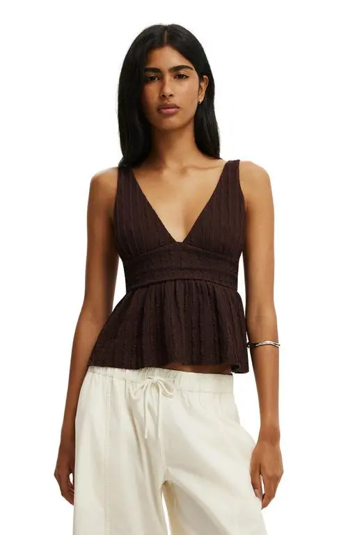 COTTON ON Greta Babydoll Tank - Dark Oak