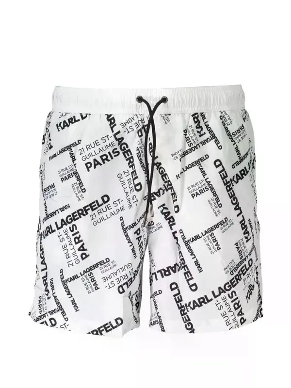Karl Lagerfeld Logo-print Drawstring Swim Shorts - White