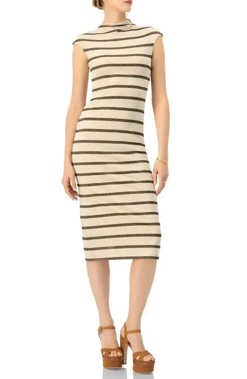IVONNE Striped Jersey Midi Dress - Sand