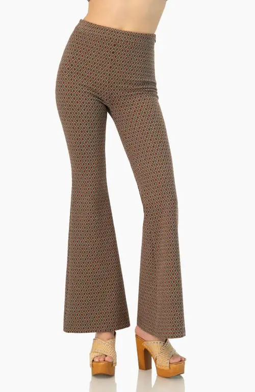 IVONNE Geometric Jacquard Flared Pants - Brown