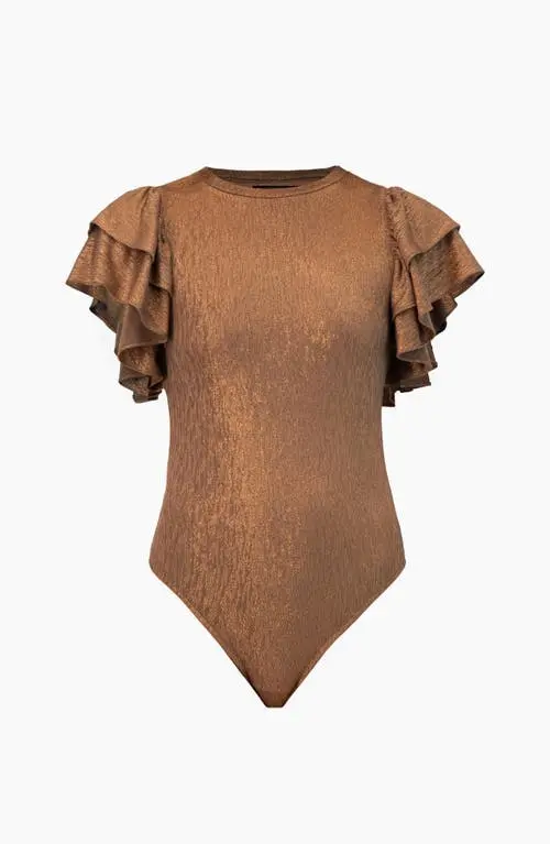 IVONNE Ruffled Sleeve Round Neck Bodysuit